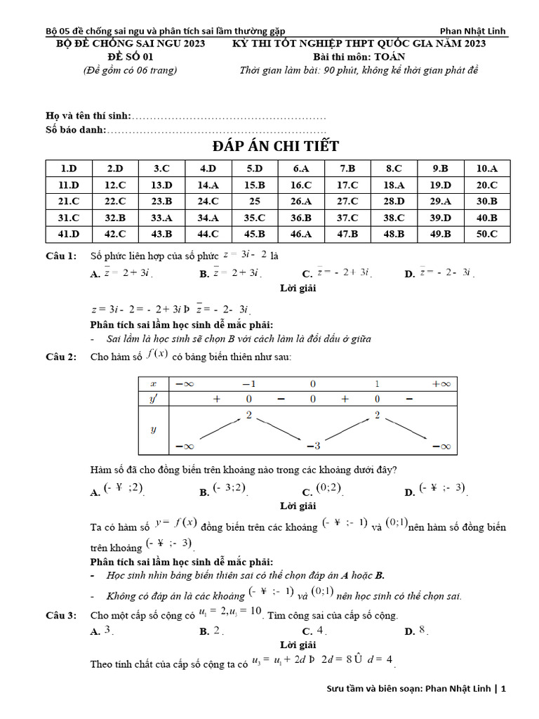 Đề chống sai ngu số 01 - GV | PDF