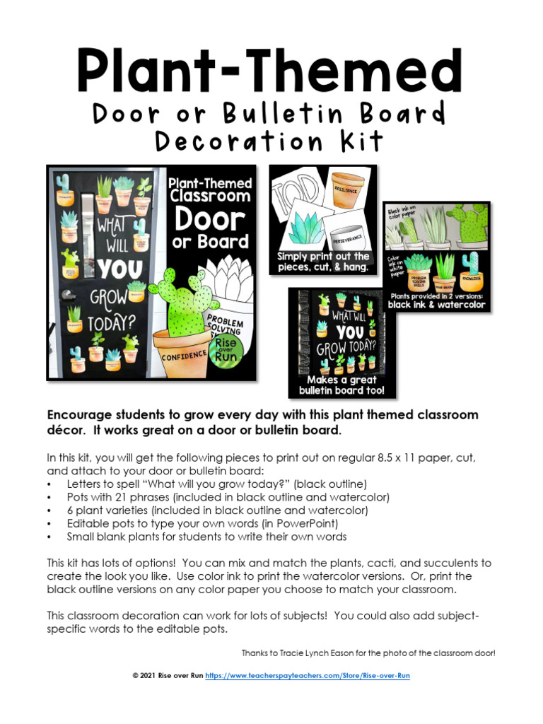 Plant Door or Bulletin Board Kit | PDF | Language Arts & Discipline ...