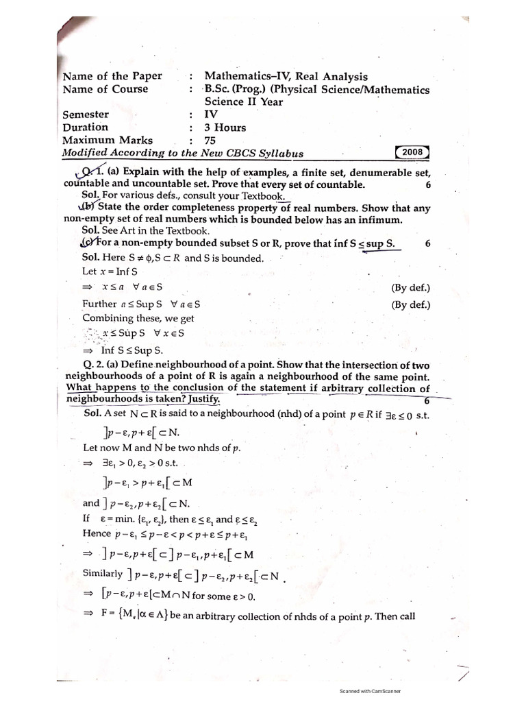 Real Analysis PYQ | PDF