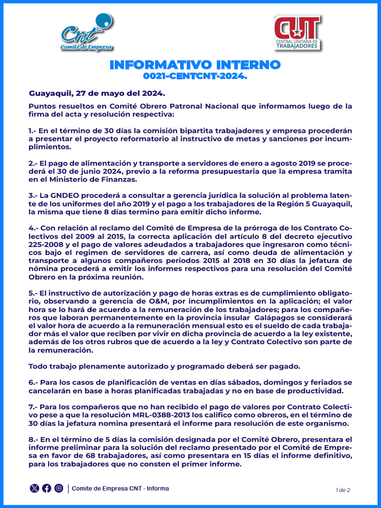 0021-CENTCNT-2024 INFORMATIVO INTERNO | PDF