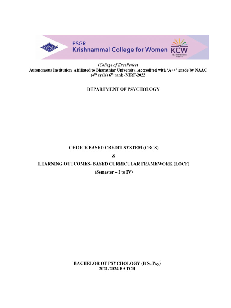 BSc-Psychology-Syllabus-2021-2024-Batch-2 | Download Free PDF | Nervous ...