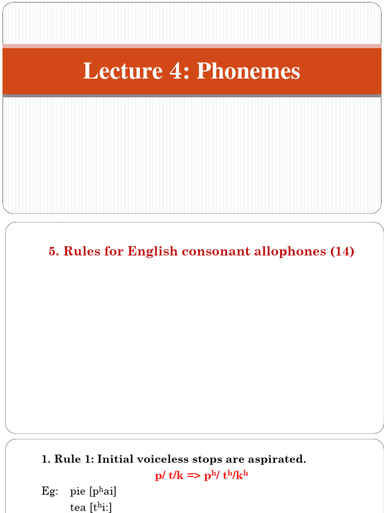 Lecture 4 - 14 Rules For Allophones | PDF | Phonetics | Human Voice