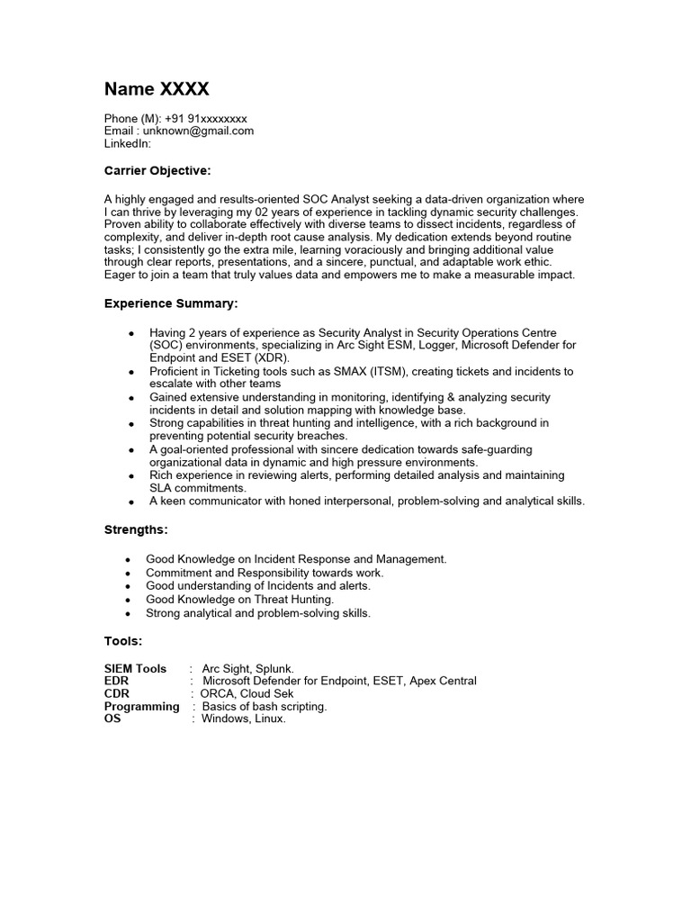 Resume Soc Analyst | PDF | Computer Security | Security