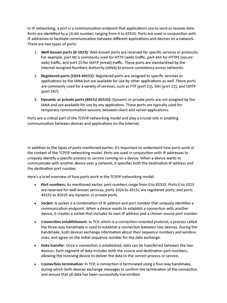 Ports | PDF | Port (Computer Networking) | File Transfer Protocol