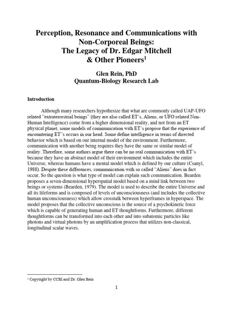 Glen Rein - QH and Edgar Mitchell | PDF | Reality | Consciousness