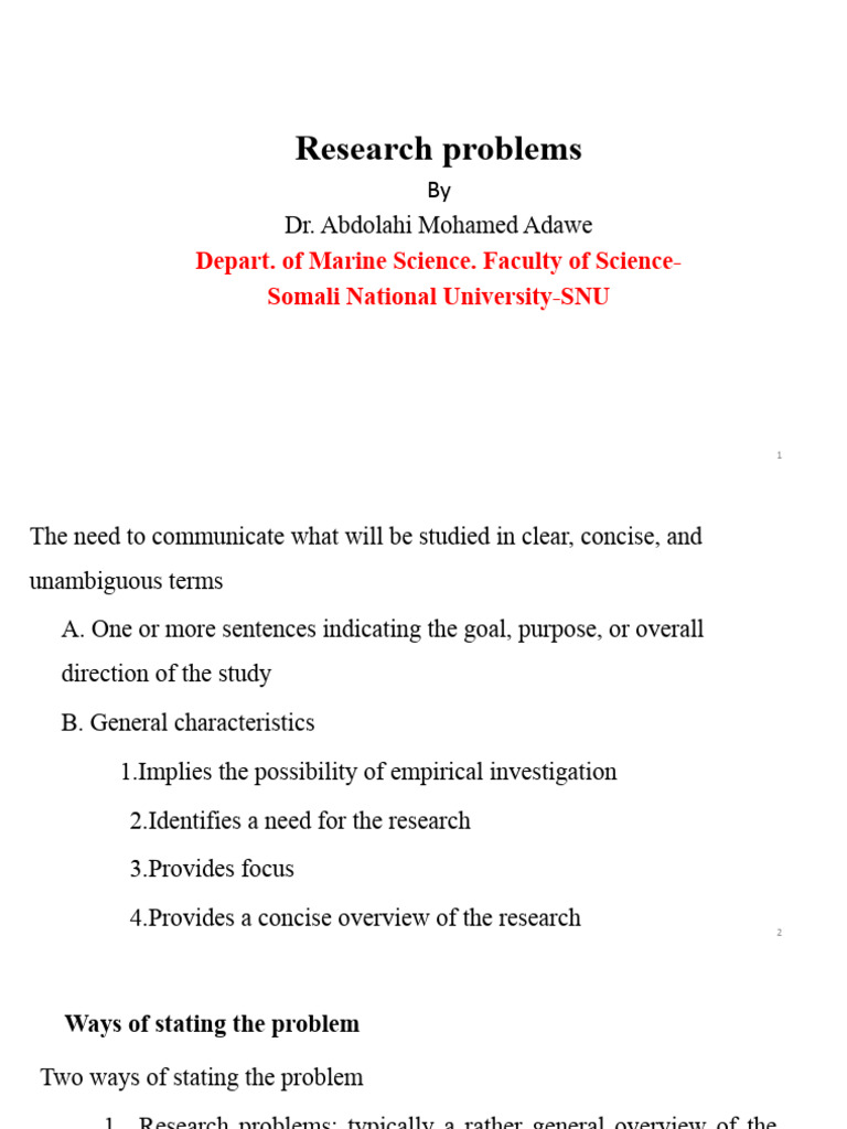 Reseach Problem | PDF | Quantitative Research | Science