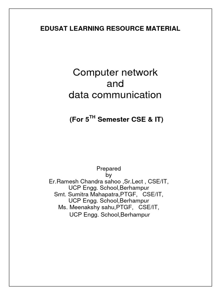 Computer Network and Data Communication: Edusat Learning Resource Material | PDF | Multiplexing ...