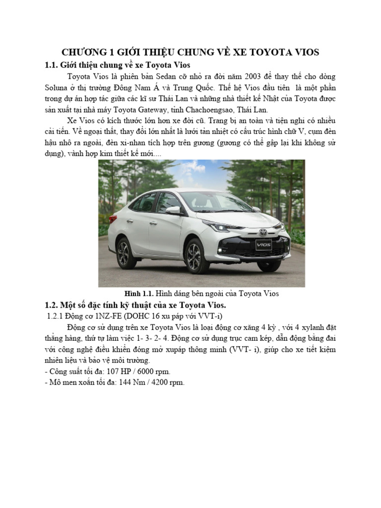 CHƯƠNG 1 T NG Quan Toyota Vios | PDF