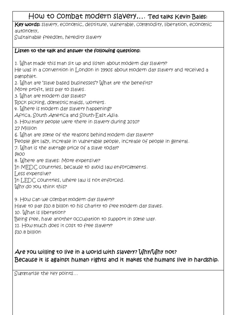 Human Slavery Ted Talks Transcript | PDF