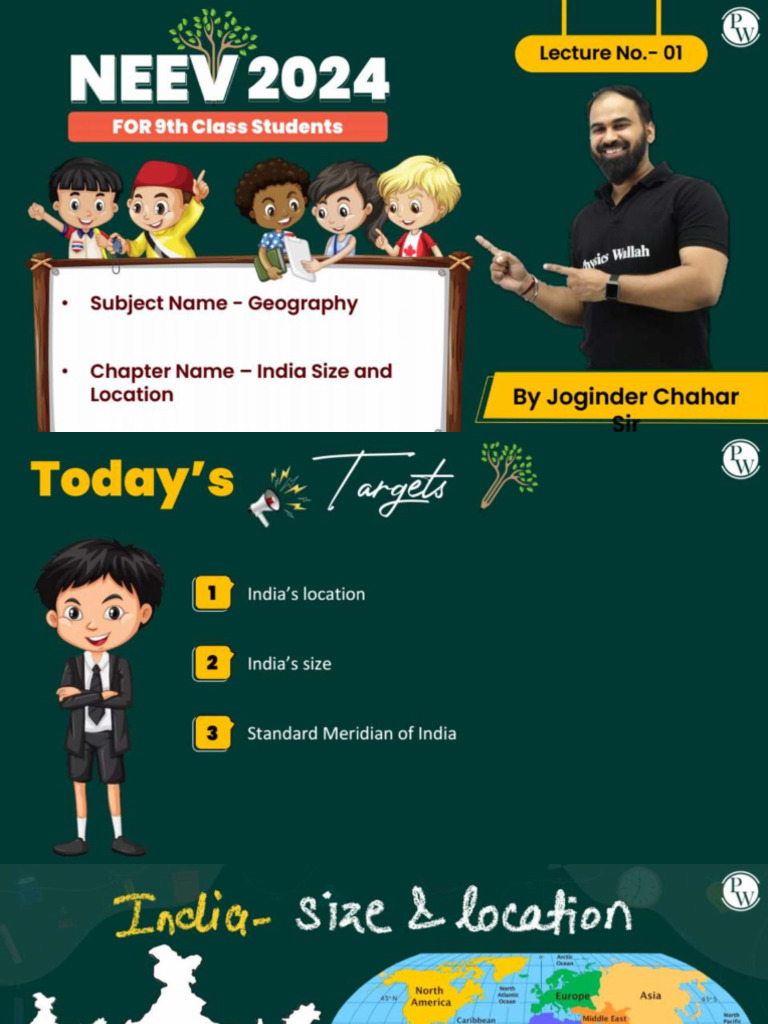 Geography - India Size & Location 01 - Class Notes - (Neev 2024) | PDF Geography - India Size & Location 01 - Class Notes - (Neev 2024) | PDF