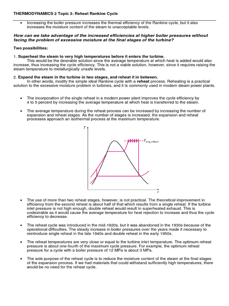 Topic 3 Reheat Rankine Cycle | PDF | Steam | Applied And Interdisciplinary Physics