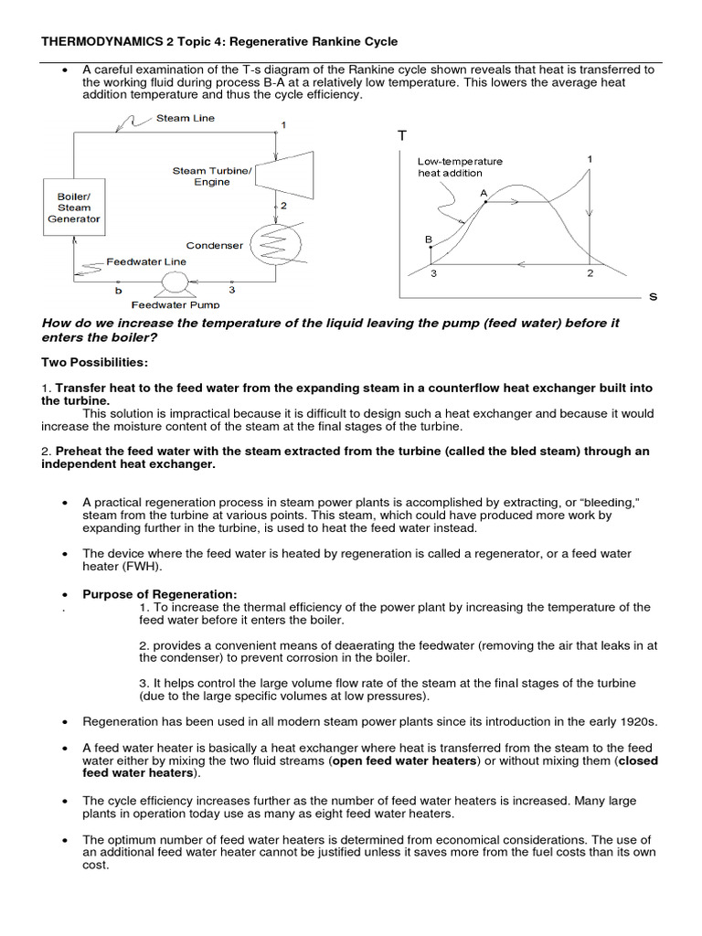 Topic-4-Regenerative-Rankine-Cycle | PDF | Steam | Water Heating