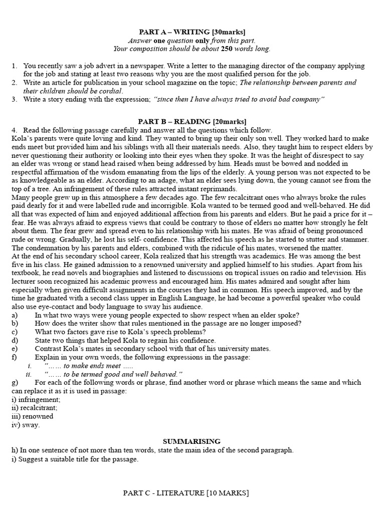 English Heaven Sent Bece Mock June 2024 PDF Stuttering Verb