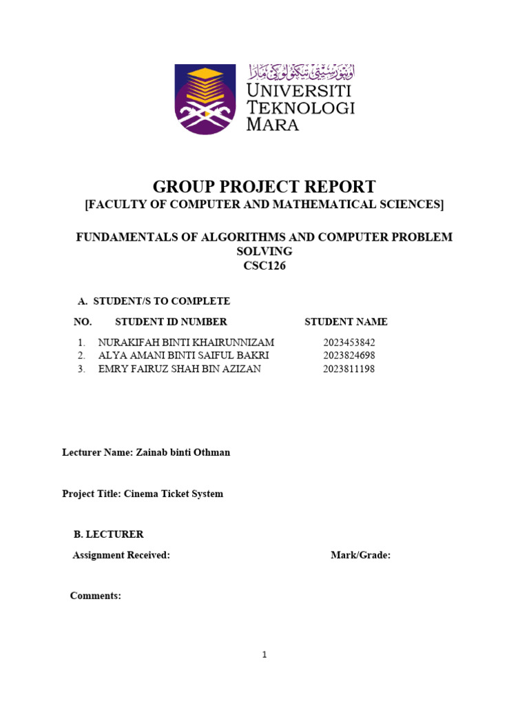 Csc126 Report Pdf Ticket Admission Computer Programming