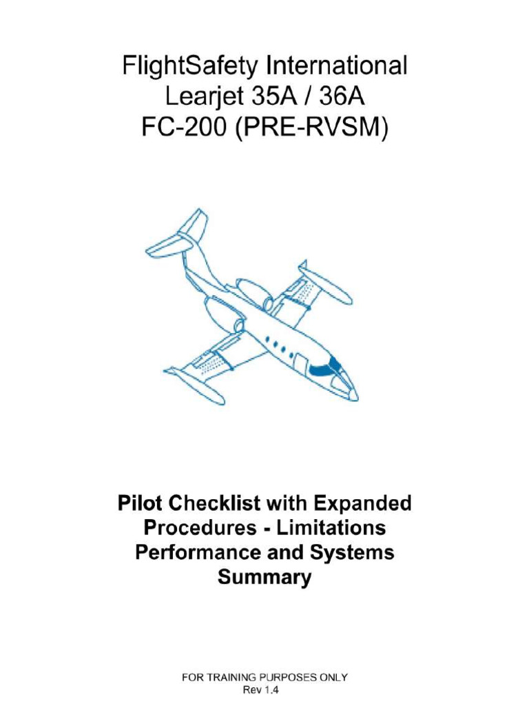 FS - Learjet 35A 36A Expanded Checklist FC-200 Autopilot 43 Pages ...
