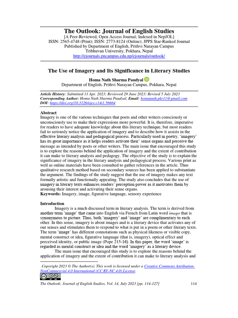 The Use of Imagery and Its Significance in Literar | PDF | Perception ...
