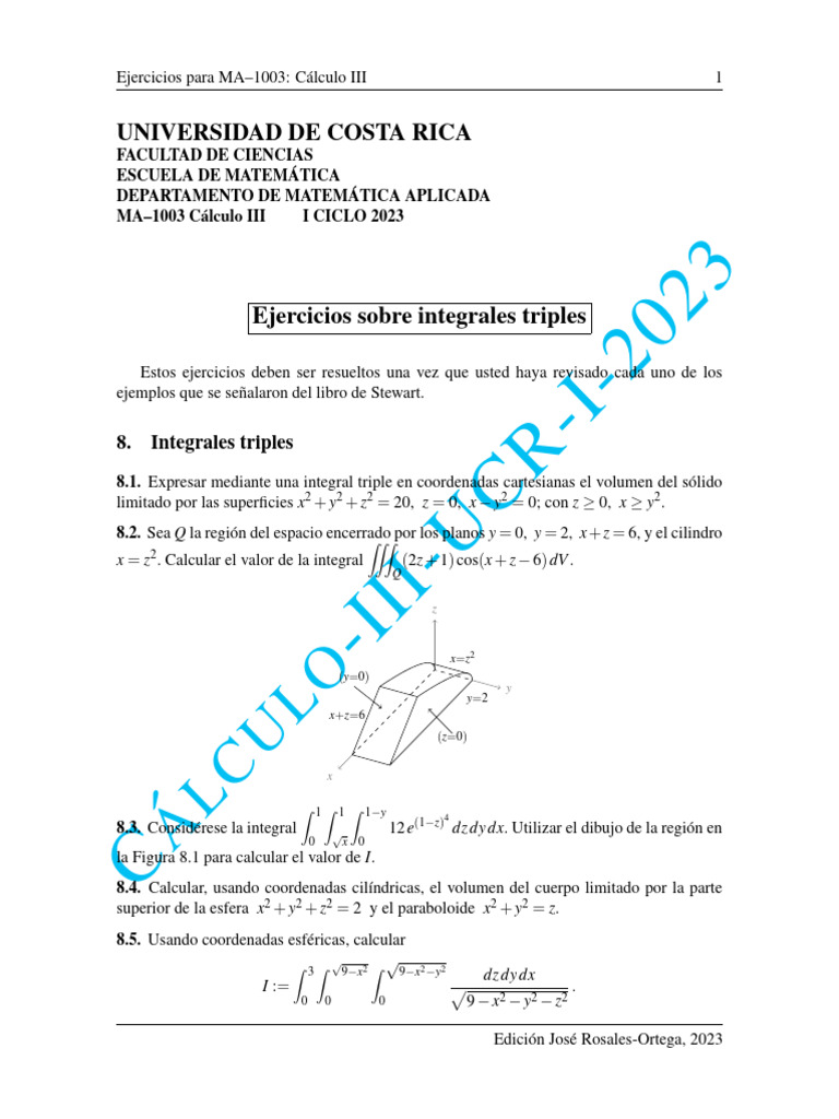 Ejercicio Extra Integrales Triples | PDF | Integral | Espacio
