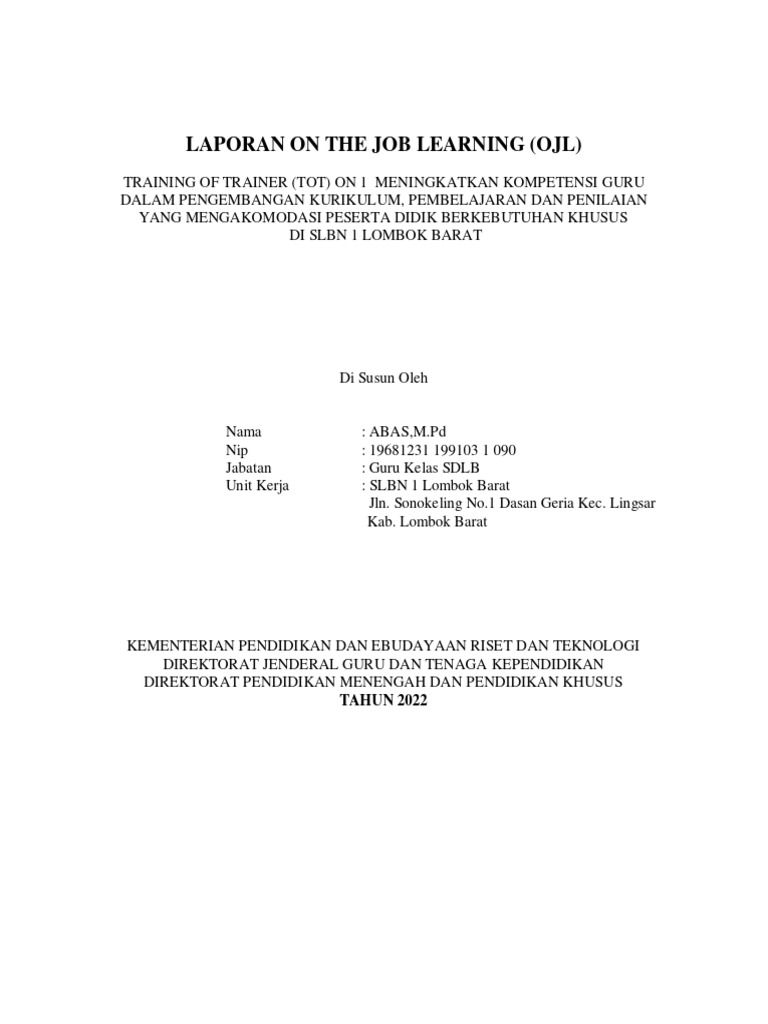 Laporan Ojl Training | PDF