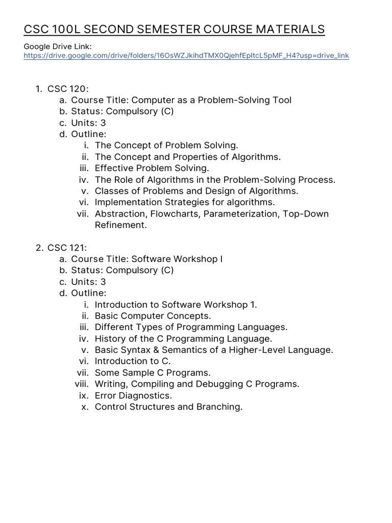 CSC 100L Second Semester Course Materials | PDF | Euclidean Vector ... CSC 100L Second Semester Course Materials | PDF | Euclidean Vector ...