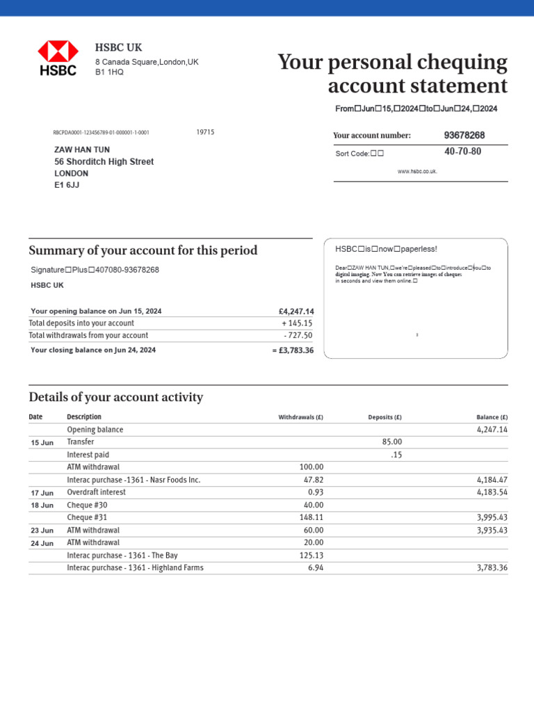 Bank Statement Generator | PDF | Cheque | Personal Finance