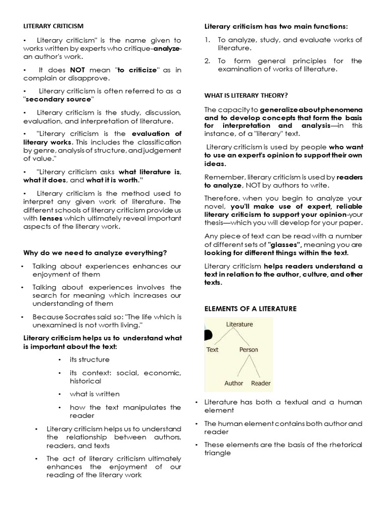 Literary Criticism Reviewer | PDF | Poetry | Metre (Poetry)