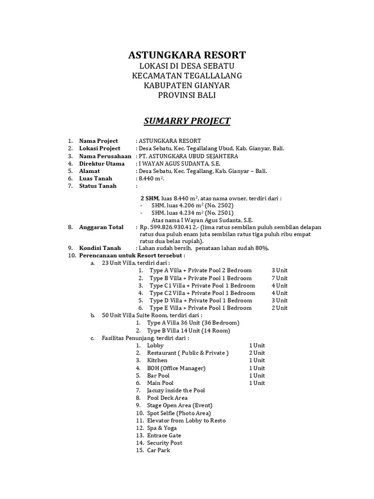 Astungkara Resort di Desa Sebatu | PDF