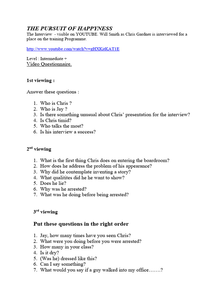 Interview Analysis: Pursuit of Happyness | PDF