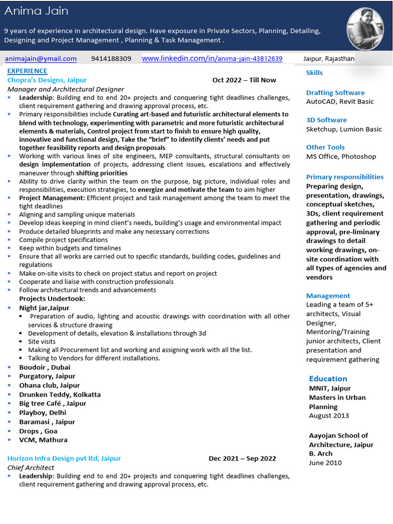 Resume Anima Jain | PDF | Project Management Resume Anima Jain | PDF | Project Management