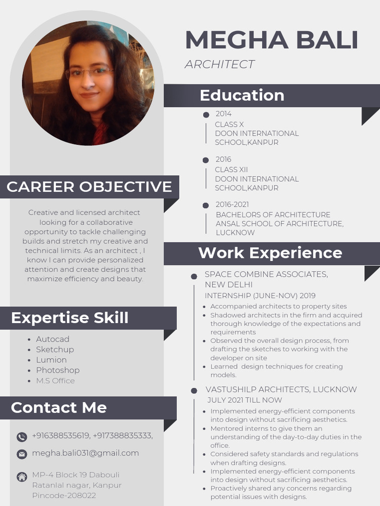Resume Megha Bali | PDF | Architect | Cognition