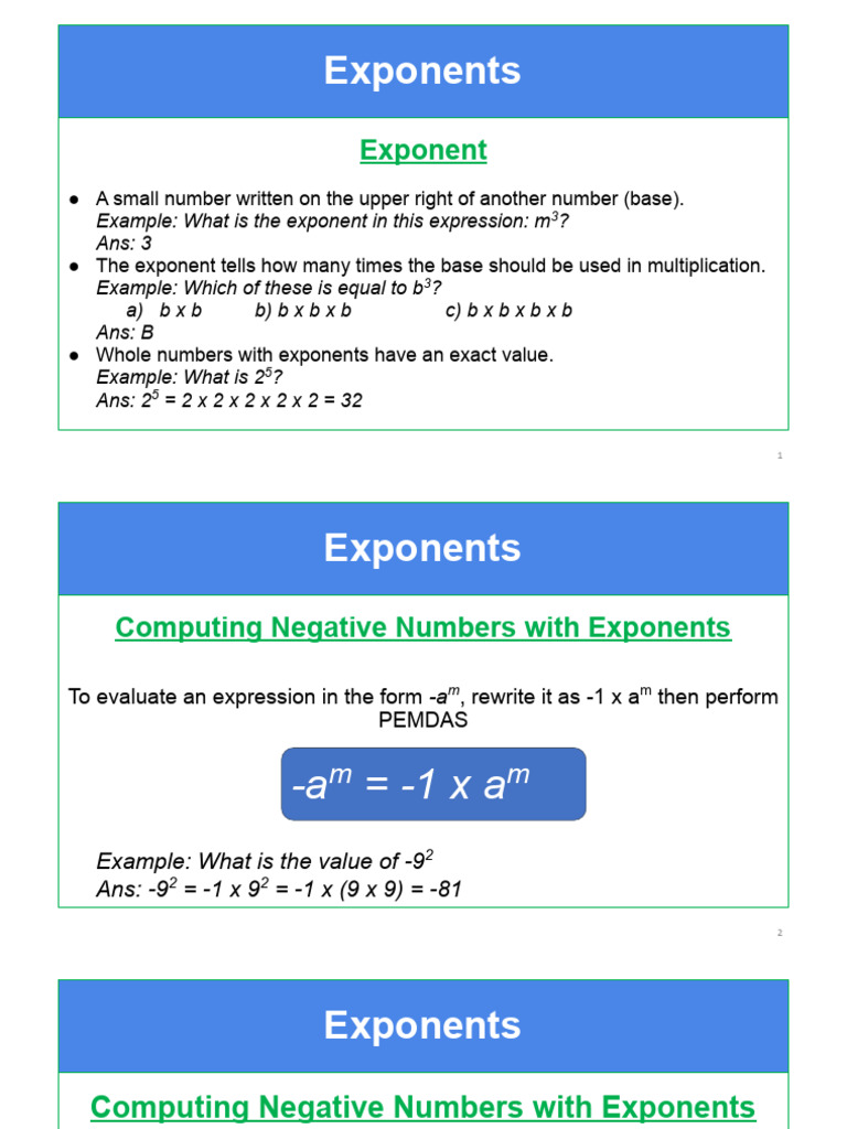 Laws of Exponents Explained | PDF | Exponentiation | Multiplication