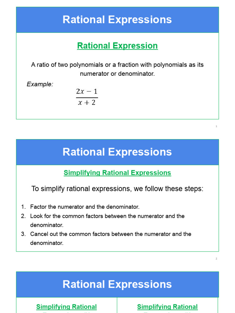 08 Rational Expressions | PDF | Factorization | Rational Number