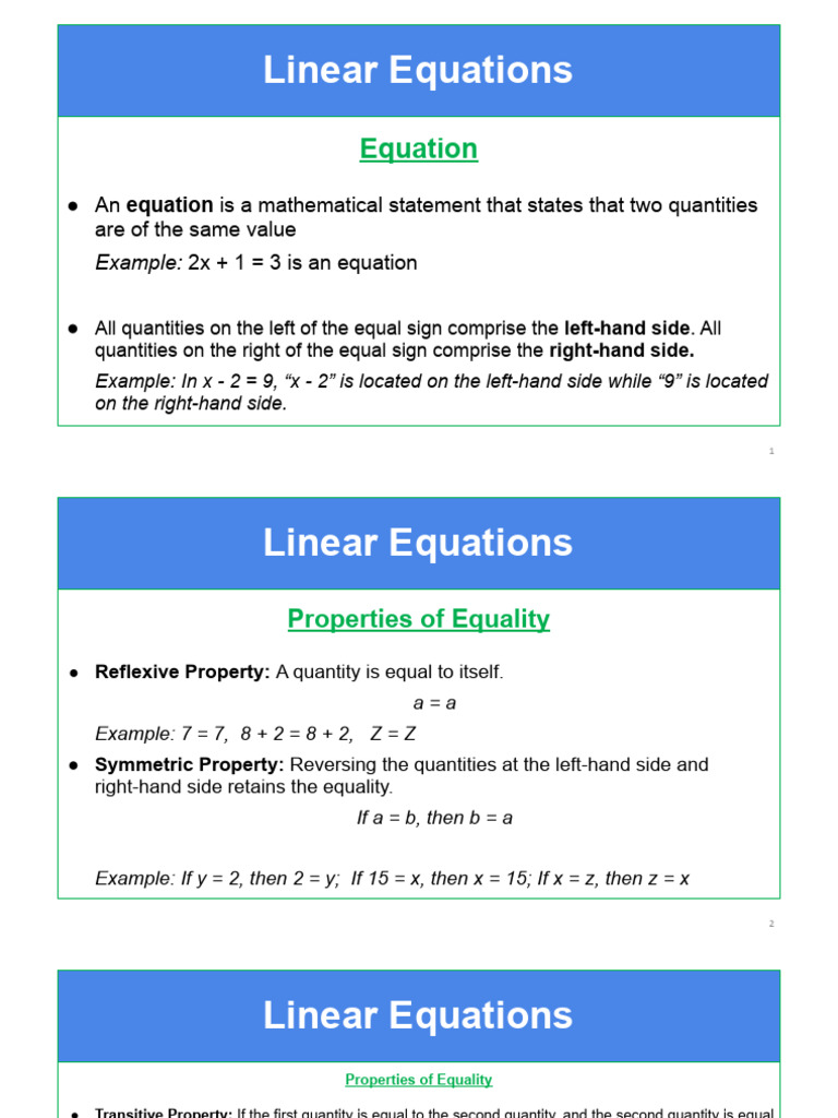 06 Linear Equations | PDF | Equations | System Of Linear Equations
