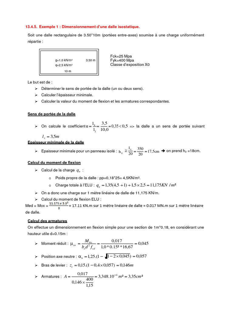 Correction TD2 - Chapitre 13 - Dalles | PDF | Flexion (matériau) | Ingénierie mécanique