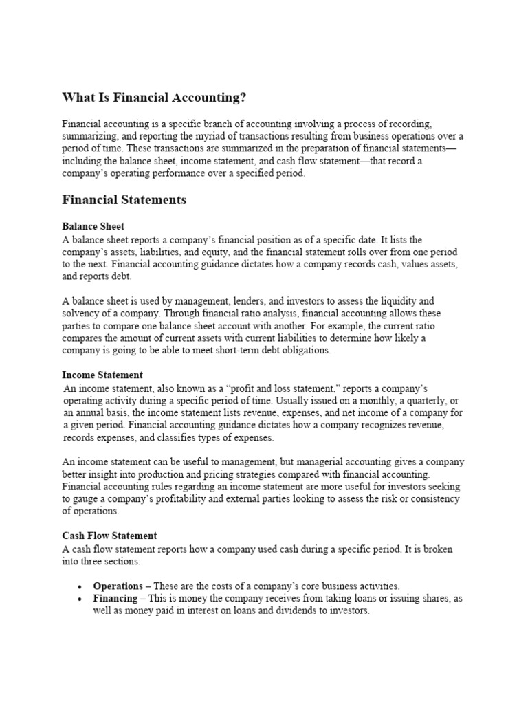 What Is Financial Accounting and Financial Statements | PDF | Financial ...