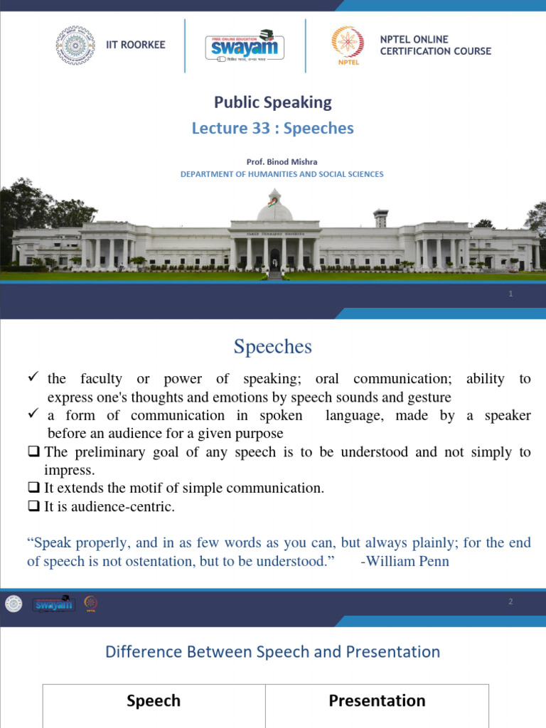 Lecture 33 Speeches Revised and Final | PDF | Speech | Communication
