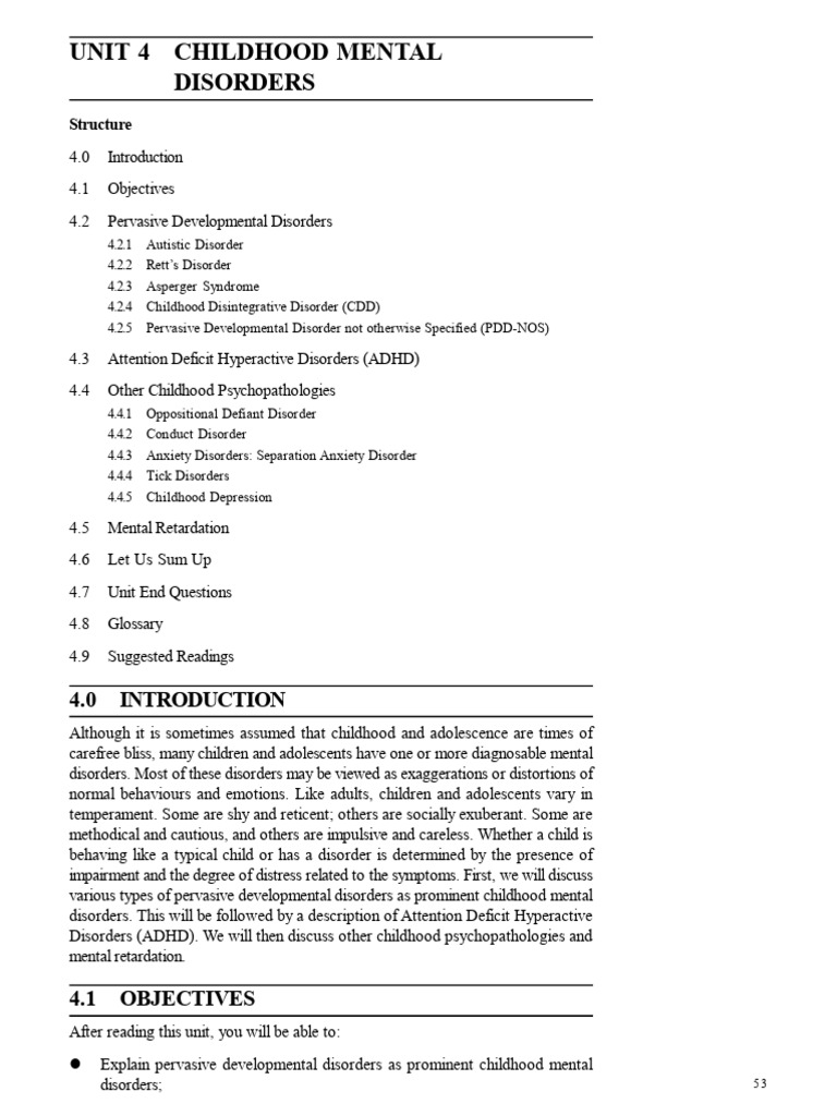 Unit 4 | PDF | Pervasive Developmental Disorders | Attention Deficit Hyperactivity Disorder