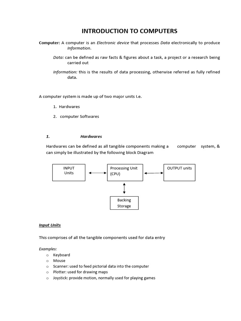 Introduction To Computers | PDF | Operating System | Computer Hardware