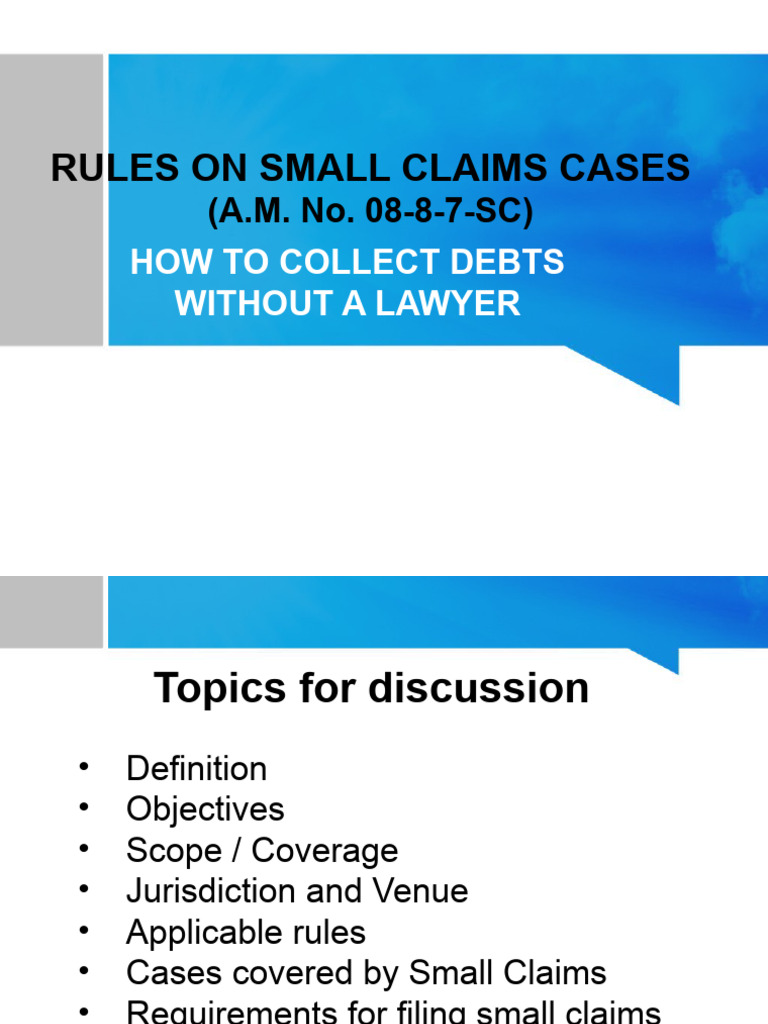 Small Claims Case Rules and Procedures | PDF | Cause Of Action ...