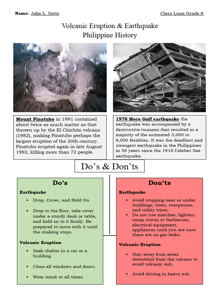 Earthquake and Volcano Safety Tips | PDF