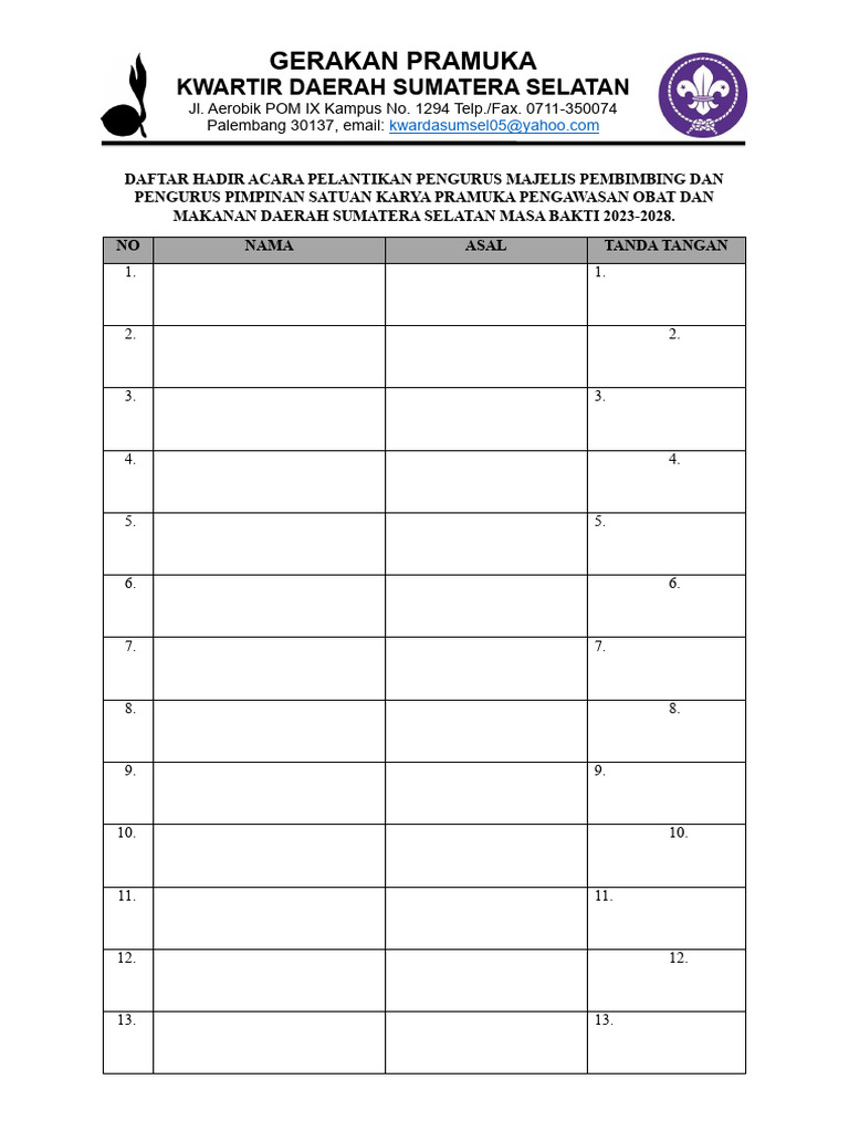 Absensi Saka Pom | PDF