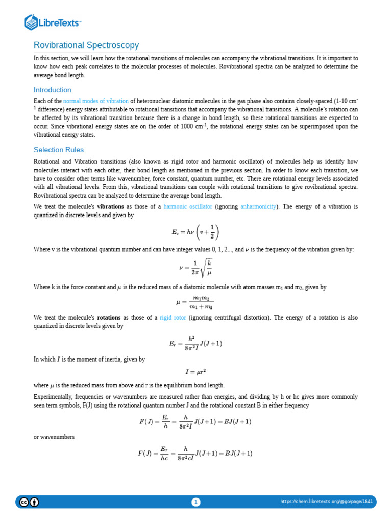 Rovibrational Spectroscopy Explained | PDF | Energy Level | Physics