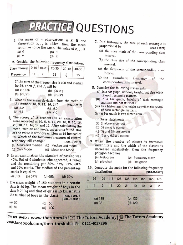 Statistics Questions Pdf