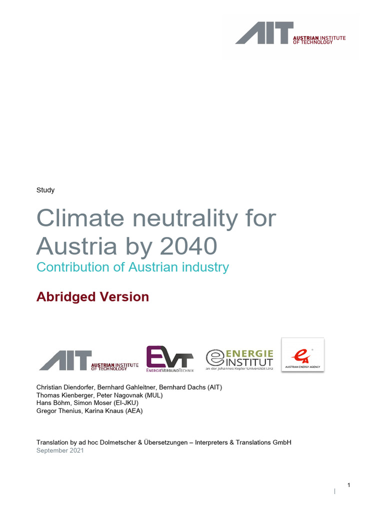 Climate Neutrality Austria 2040 | PDF | Climate Change Mitigation | Steelmaking