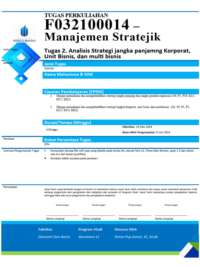 RTM TB 2 - Manajemen Stratejik | PDF