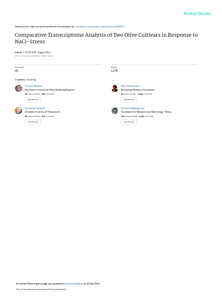Comparative Transcriptome Analysis of Two Olive Cutivars in Response To ...