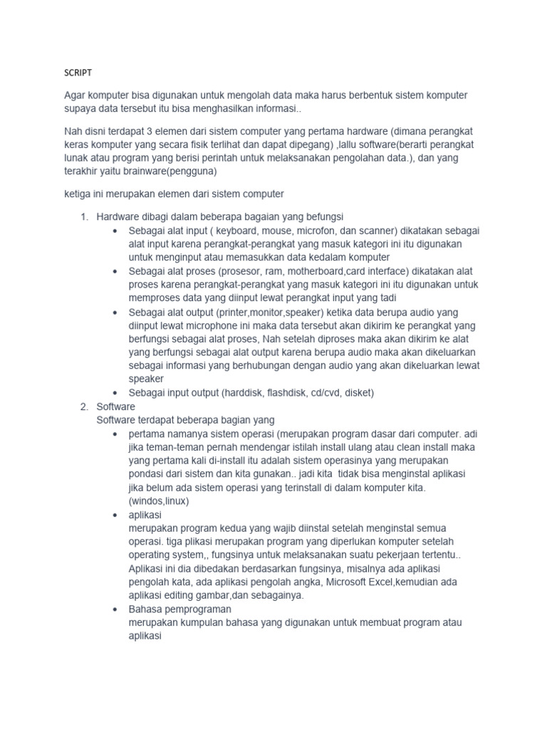SCRIPT Sistem Komputer | PDF