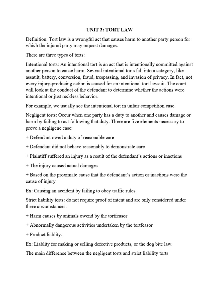 Unit 3 | PDF | Tort | Negligence