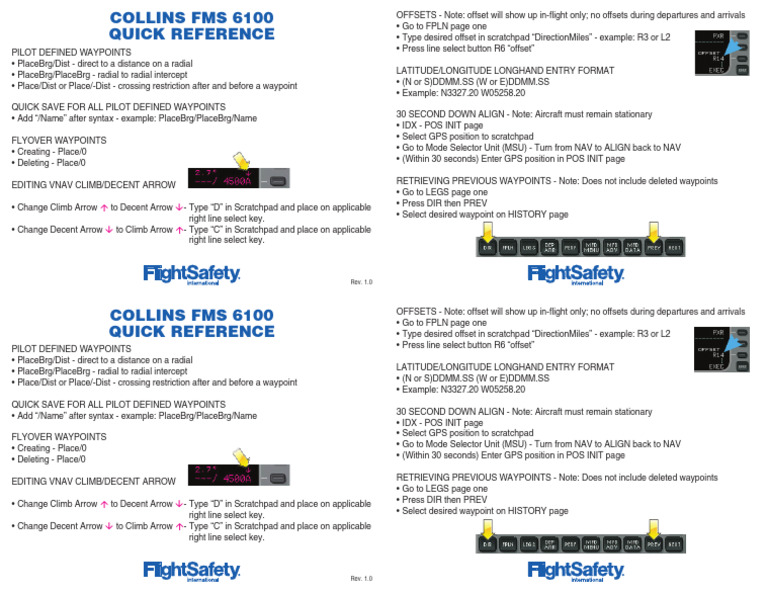 Collins FMS 6100 Quick Reference | Download Free PDF | Aviation Safety ...