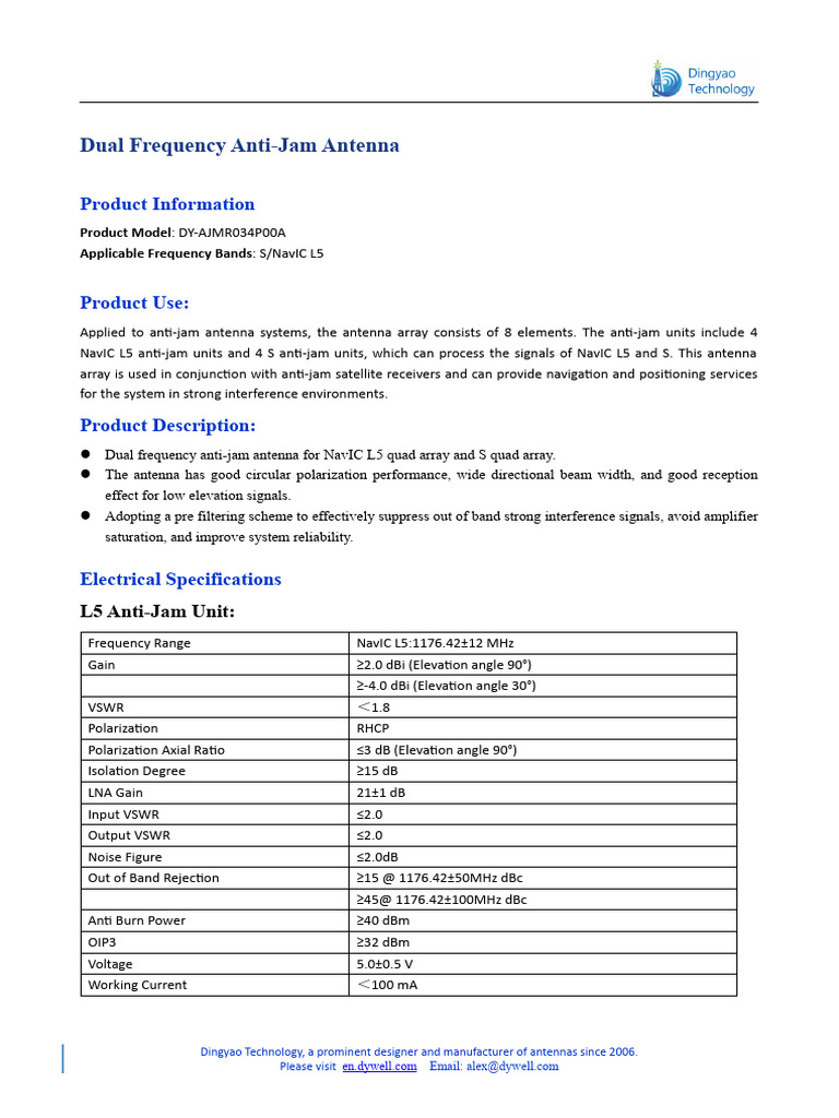 DY-AJMR034P00A Dual Frequency Anti-Jam Antenna | PDF | Antenna (Radio ...