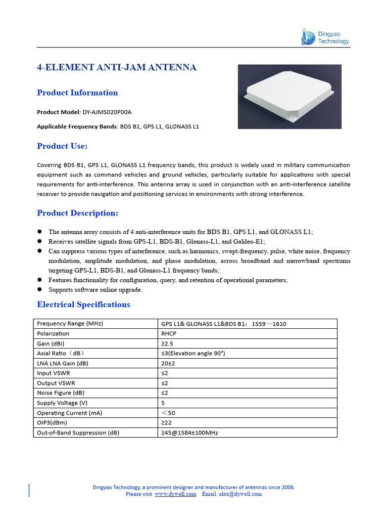 DY-AJMS020P00A 4-Element Anti-Jam Antenna | PDF | Power Supply ...